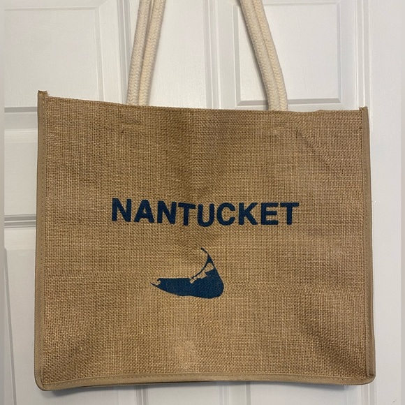 Nantucket | Bags | Nantucket Souvenir Burlap Shopping Tote With Rope ...